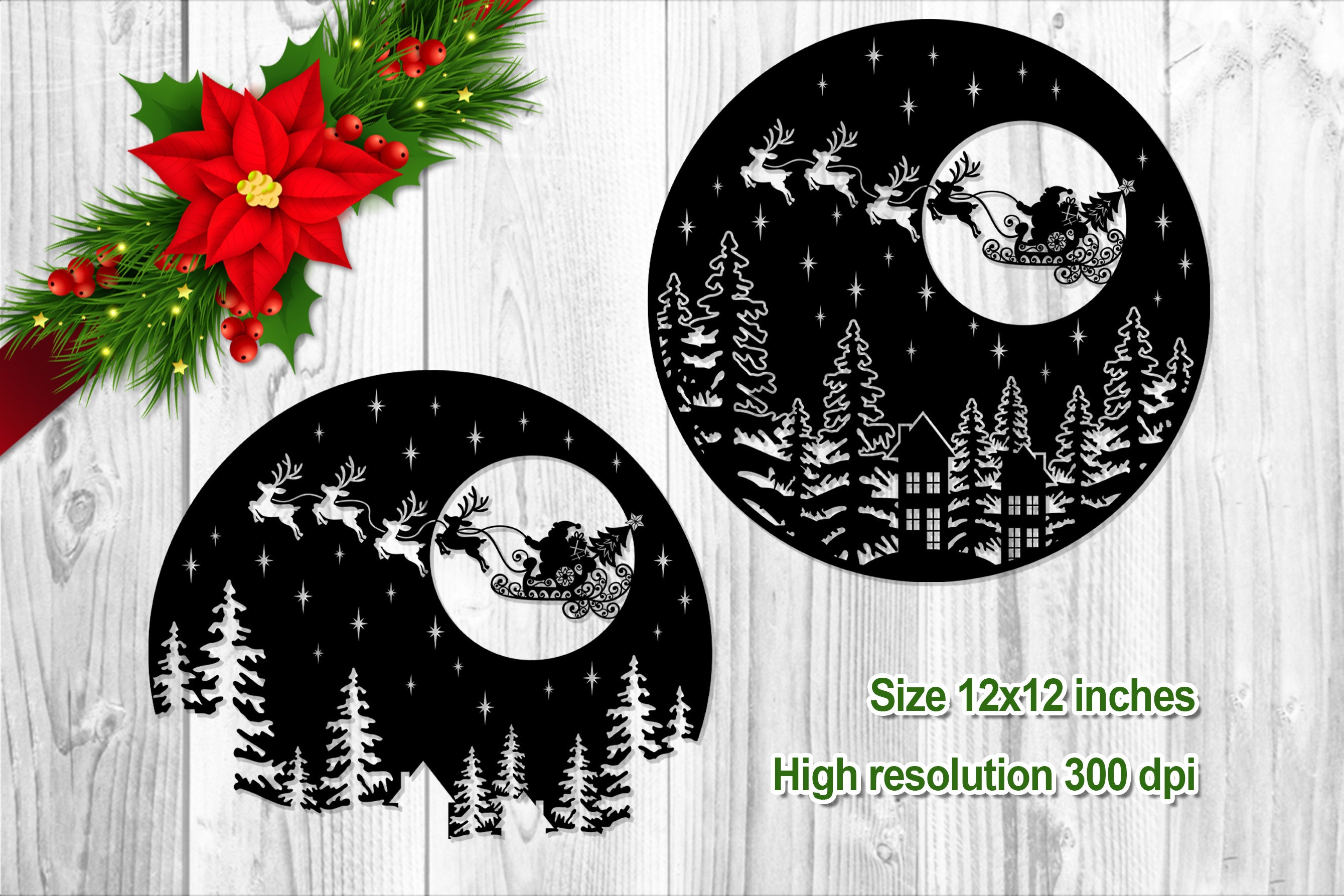 Merry Christmas Scene Builder SVG Clipart Circle Design Silhouette ...