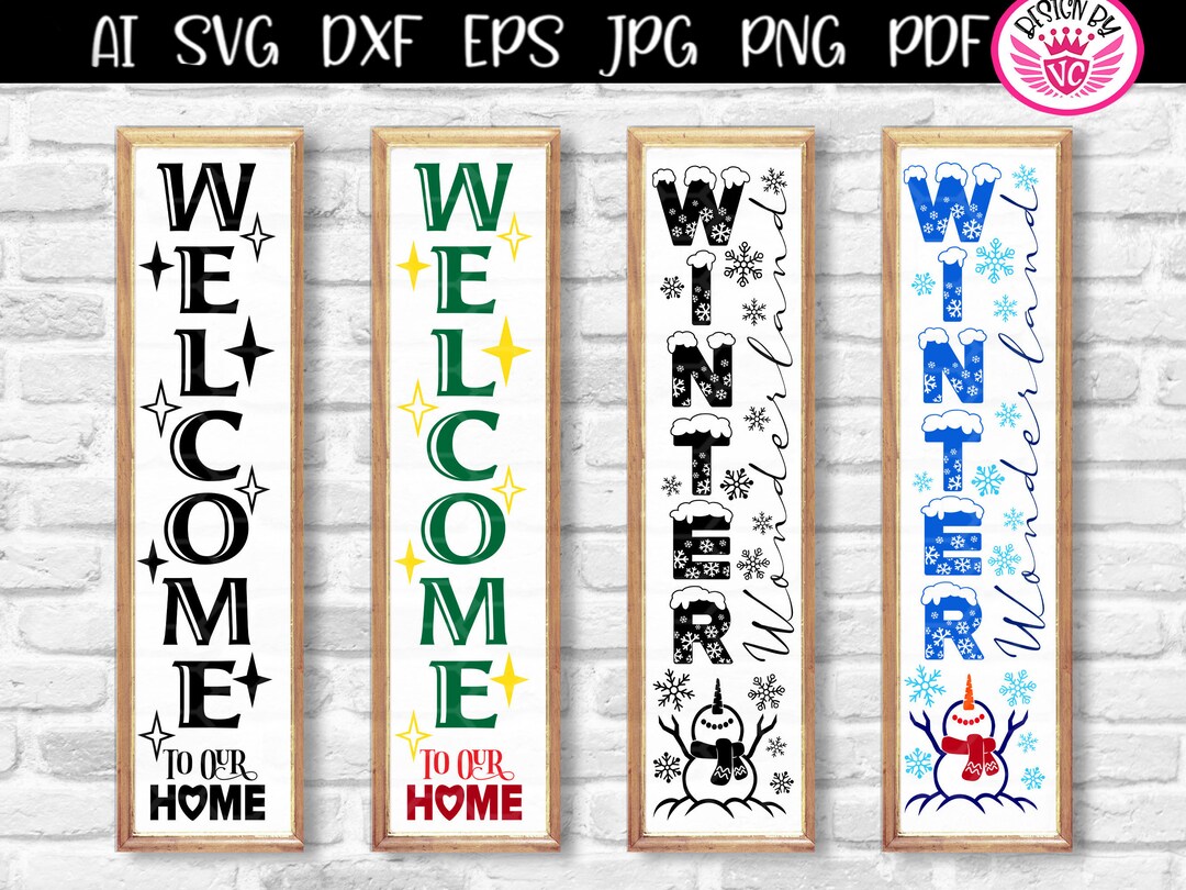 Christmas Porch Sign SVG Set, Welcome Home, Winter Wonderland (digital ...