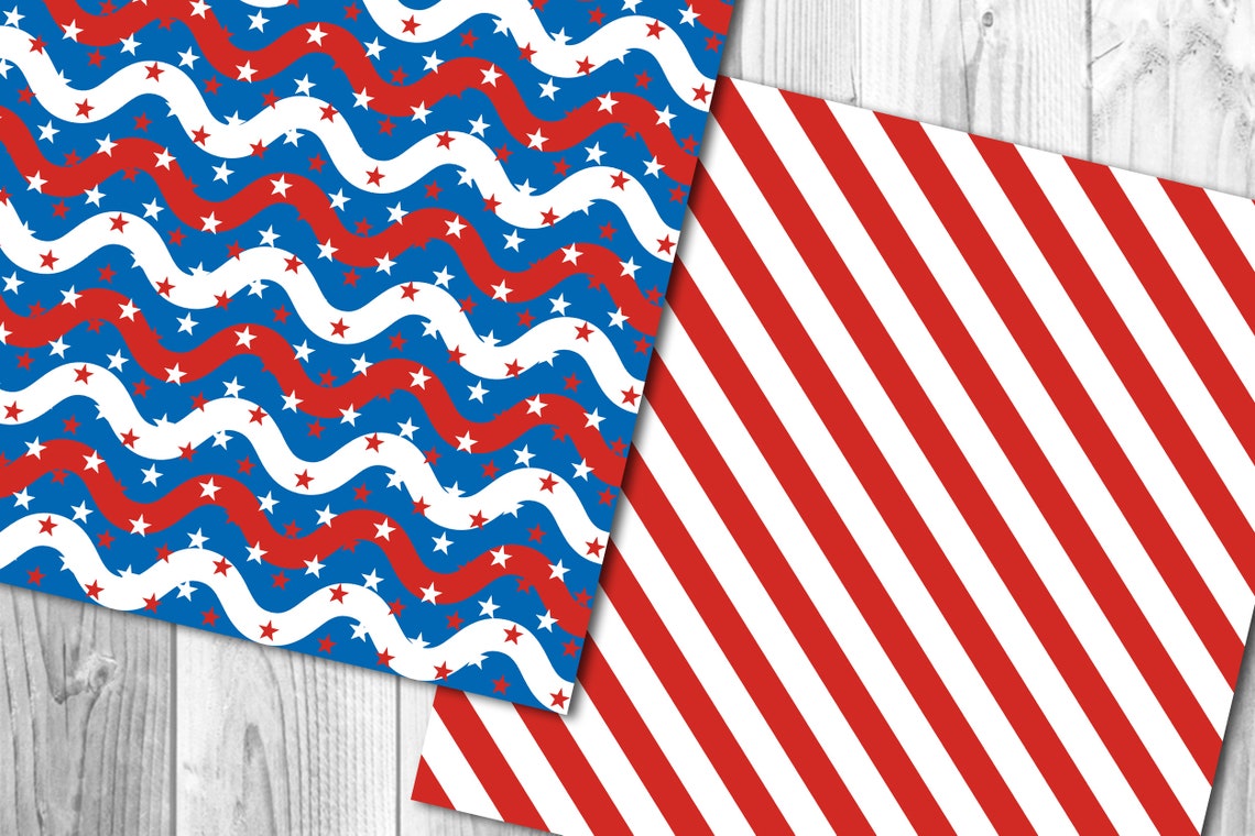 4th of July Digital Paper Set – Red, White & Blue Seamless Patterns - Etsy