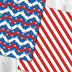 4th of July Digital Paper Set – Red, White & Blue Seamless Patterns - Etsy