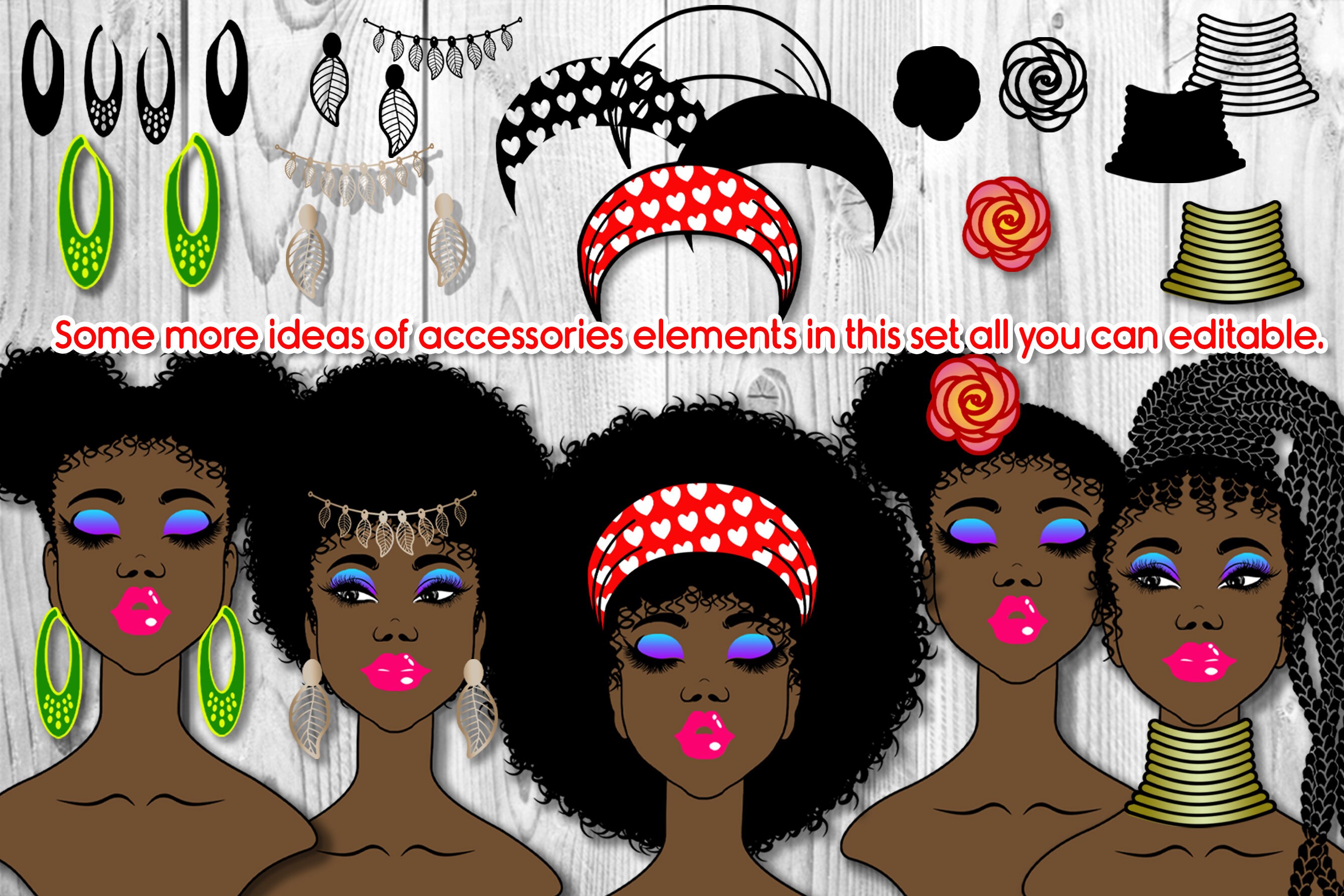Black Princess Layered SVG V.2 African Women Afro & Braid | Etsy