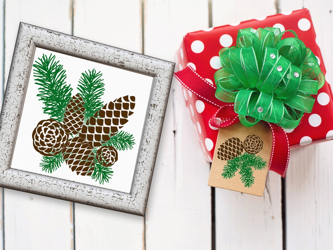 Christmas SVG, Pine Leaves Clipart Design Elements, Instant Digital ...