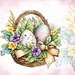 Easter Eggs in Floral Basket Watercolor Painting Clipart Sublimation ...