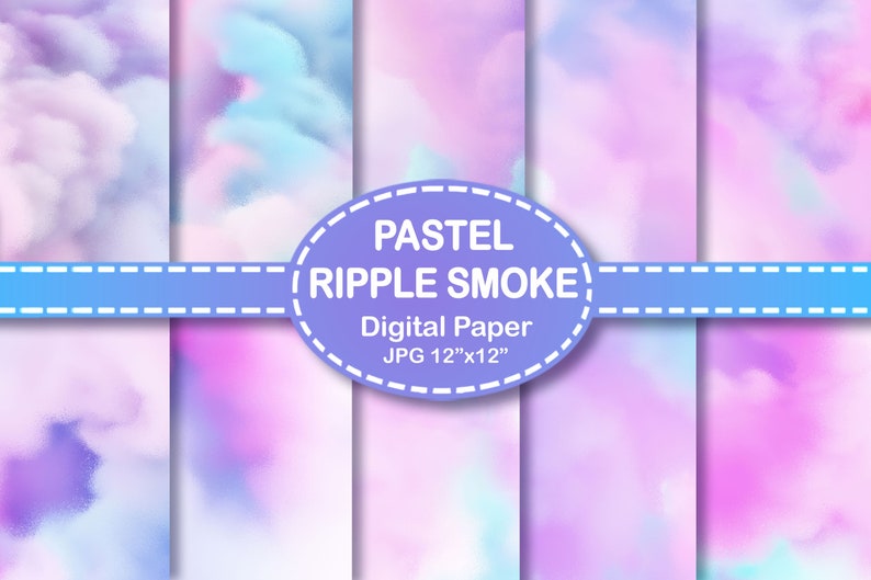10 Pastel Color Ripple Effect Wavy Smoke Design Digital Paper - Etsy