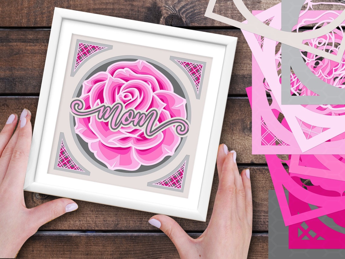 3D MOM Roses Multi-layered Design Flowers Papercut SVG Clipart | Etsy