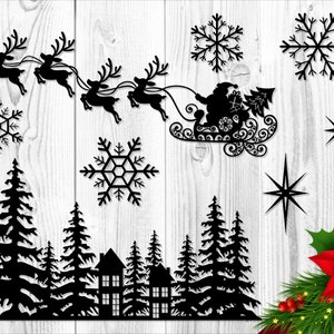 Merry Christmas Scene Builder SVG Clipart Circle Design Silhouette ...