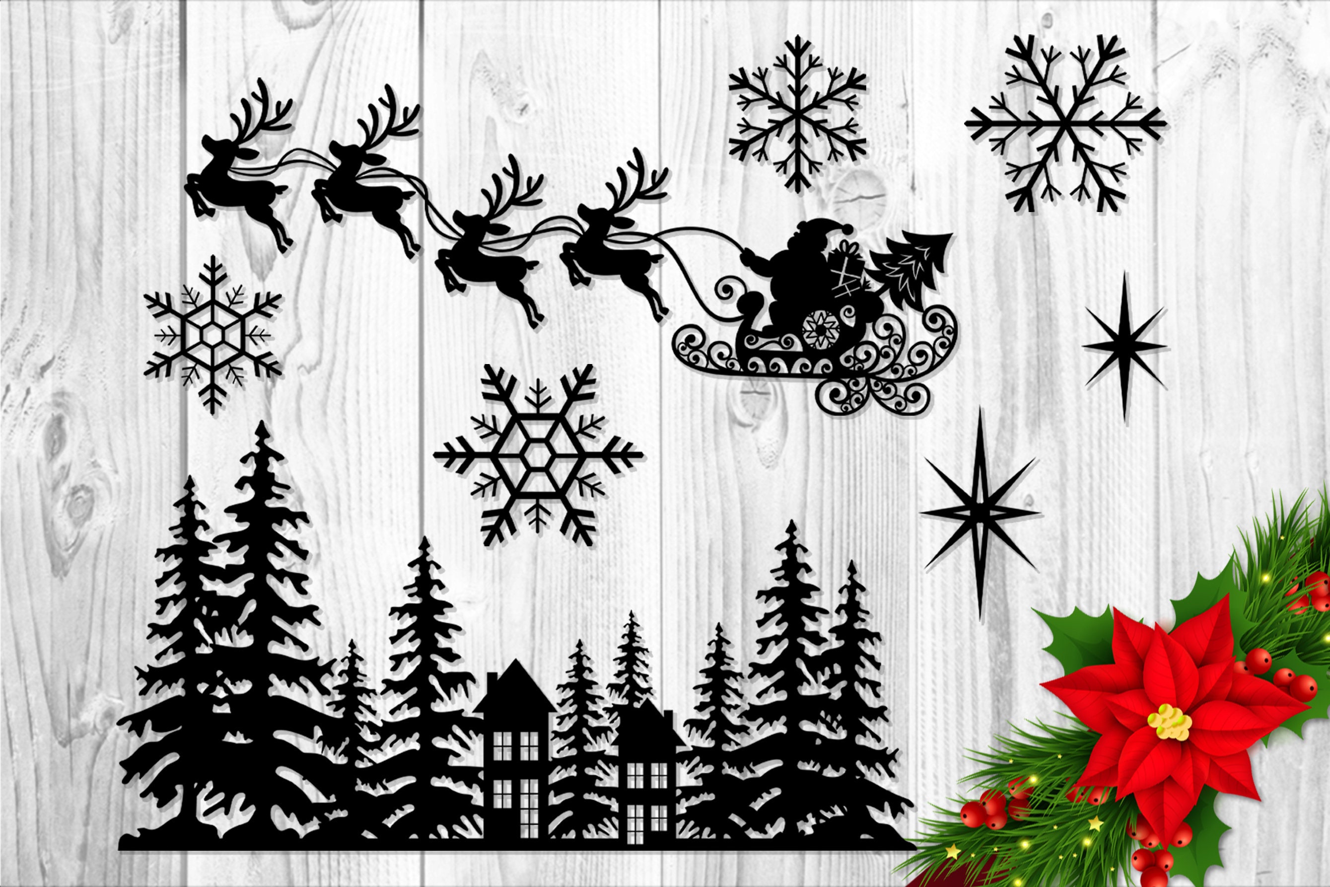 Merry Christmas Scene Builder SVG Clipart Circle Design Silhouette ...