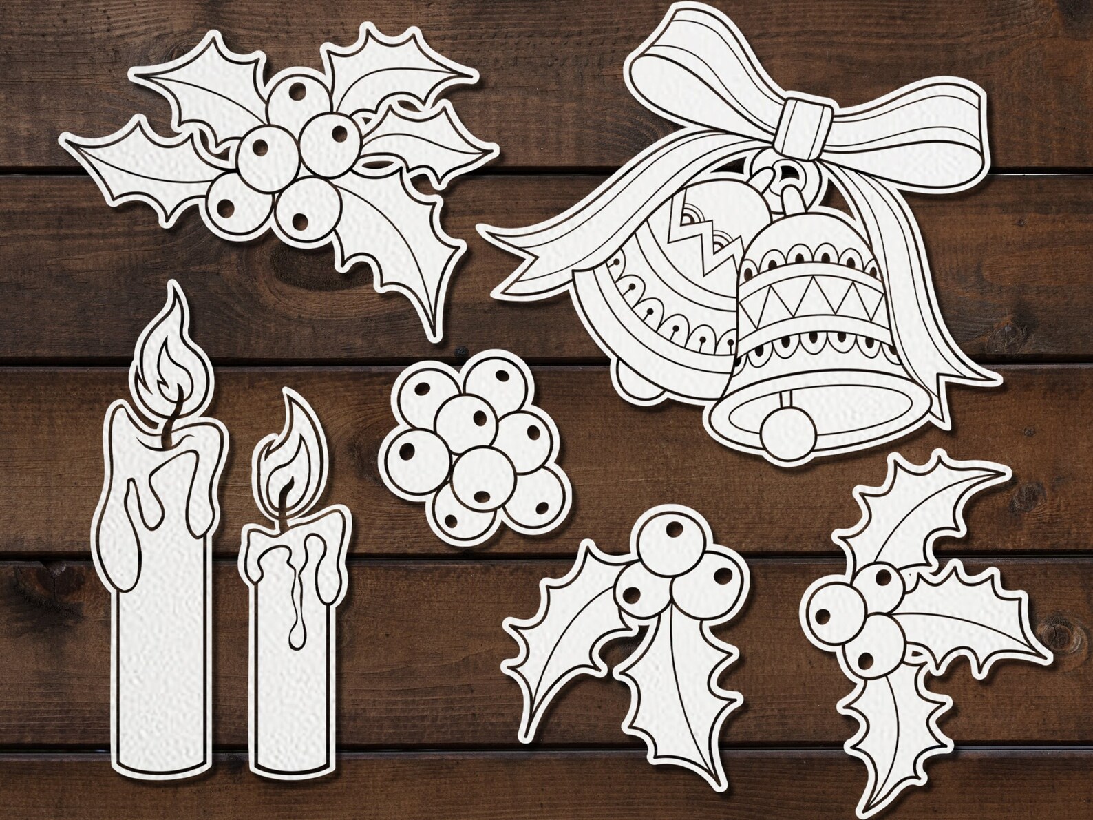 Christmas Elements SVG Silhouette Stencil Design Clipart Set | Etsy