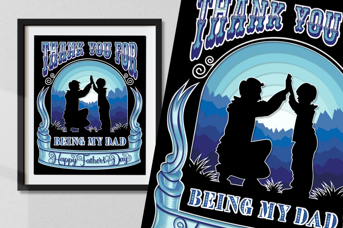 3D Father's Day Gift Multi-layered Design Thank You DAD - Etsy