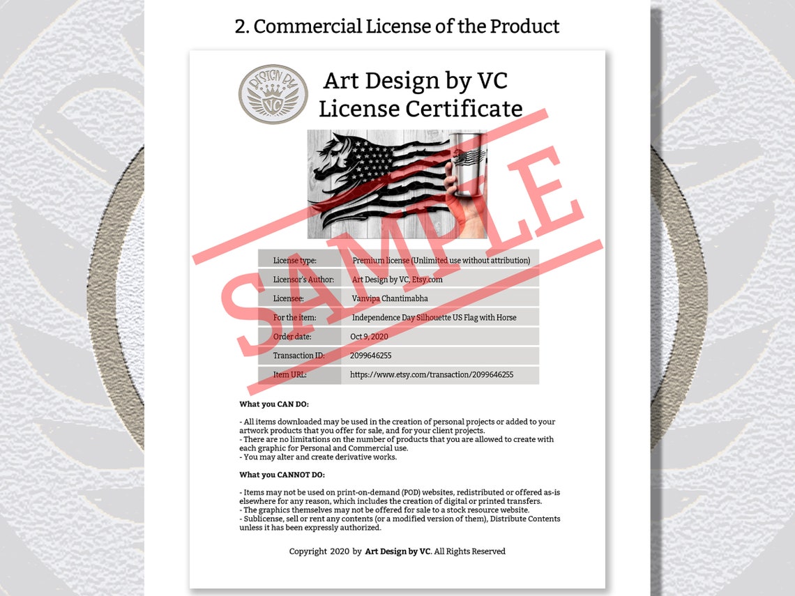 Commercial License Covering ONE Design of Art Design by VC - Etsy