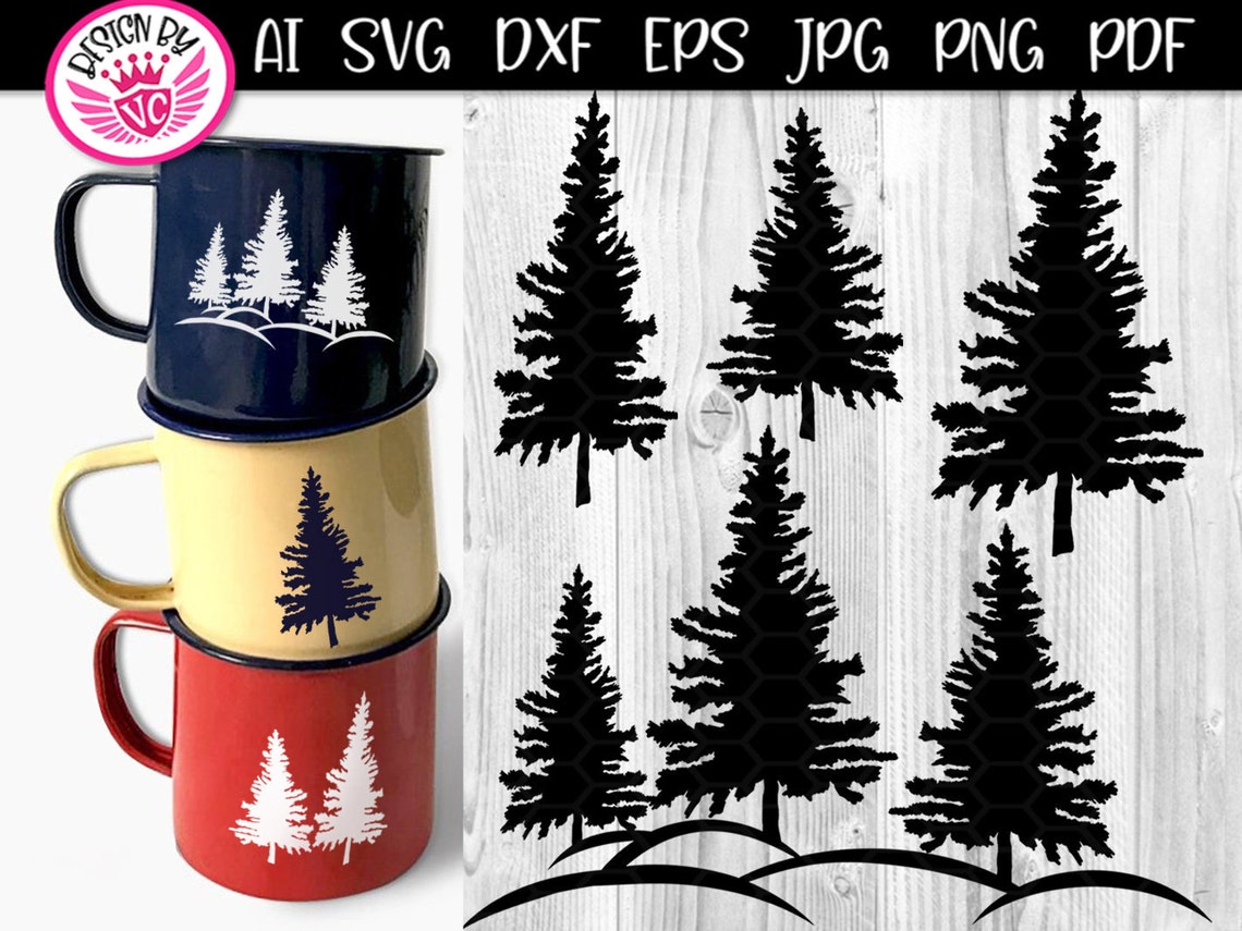 Christmas SVG Pine Tree Clipart Design Decorative Elements - Etsy