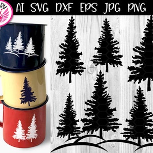 Christmas SVG Pine Tree Clipart Design Decorative Elements Digital ...