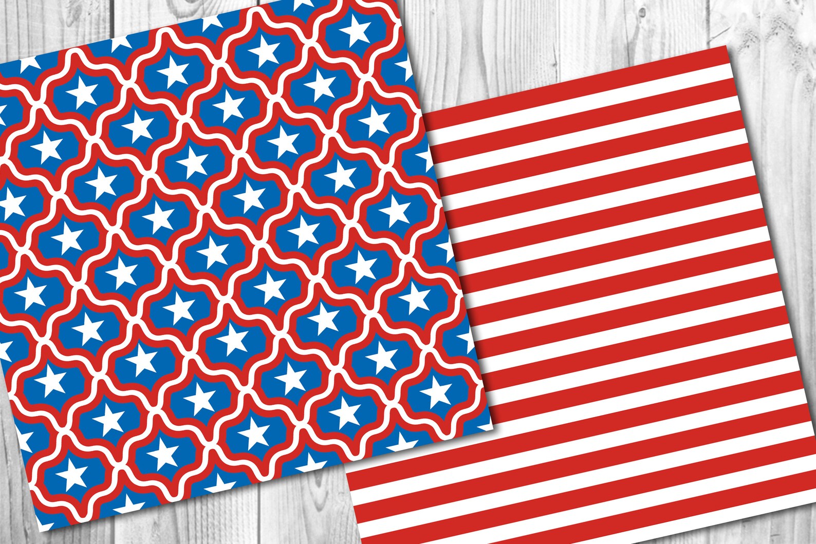 4th of July Digital Paper Set 1 Red White and Royal Blue American Flag ...