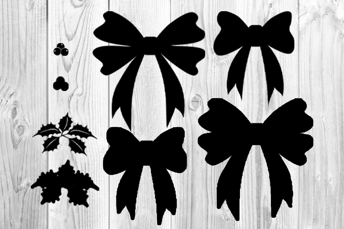 Christmas Wreath With Ribbon Bow SVG Clipart Design Elements - Etsy