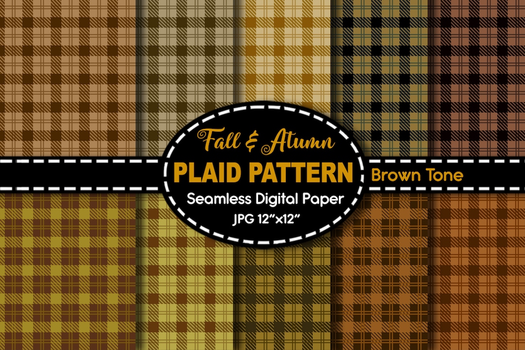 10 Brown Tone Color Fall Autumn Plaid Design Seamless Pattern Digital ...