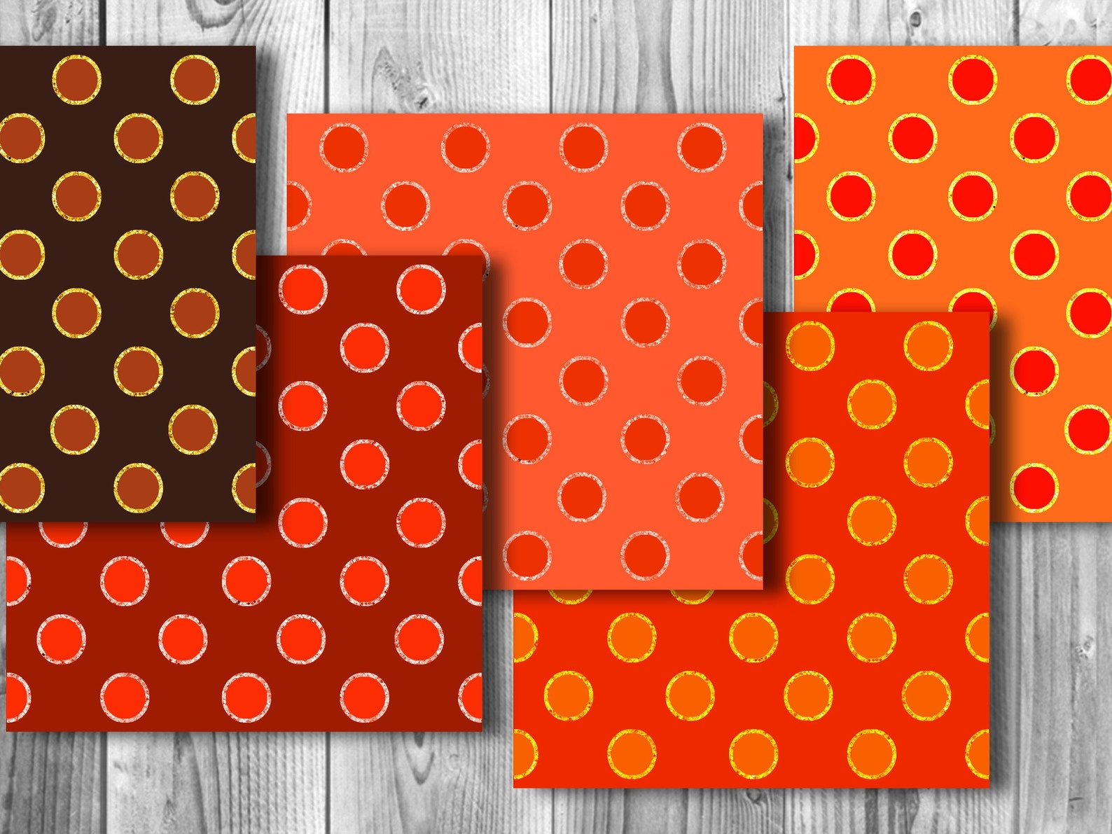 10 Orange Tone Color Fall Autumn Theme Polka Dot Design With Glitter ...