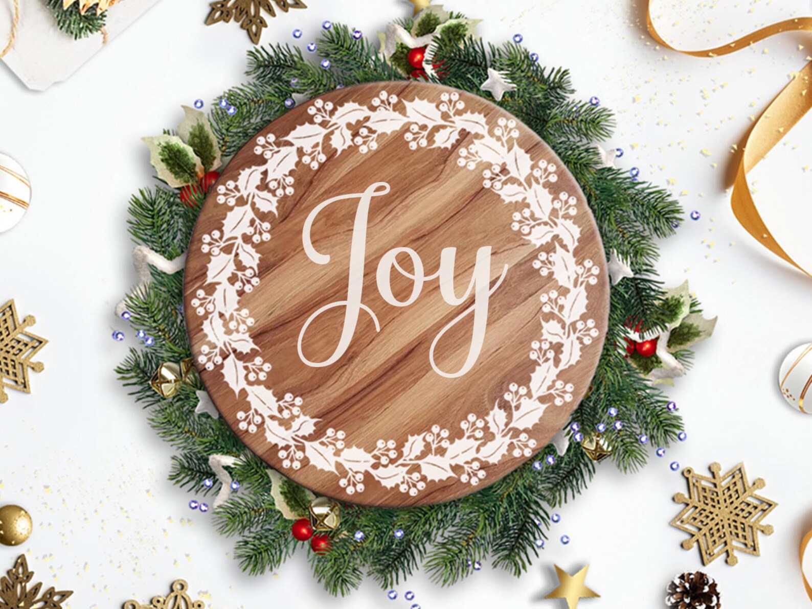 Christmas SVG Silhouette Holly Wreath With Ribbon Bow Clipart - Etsy