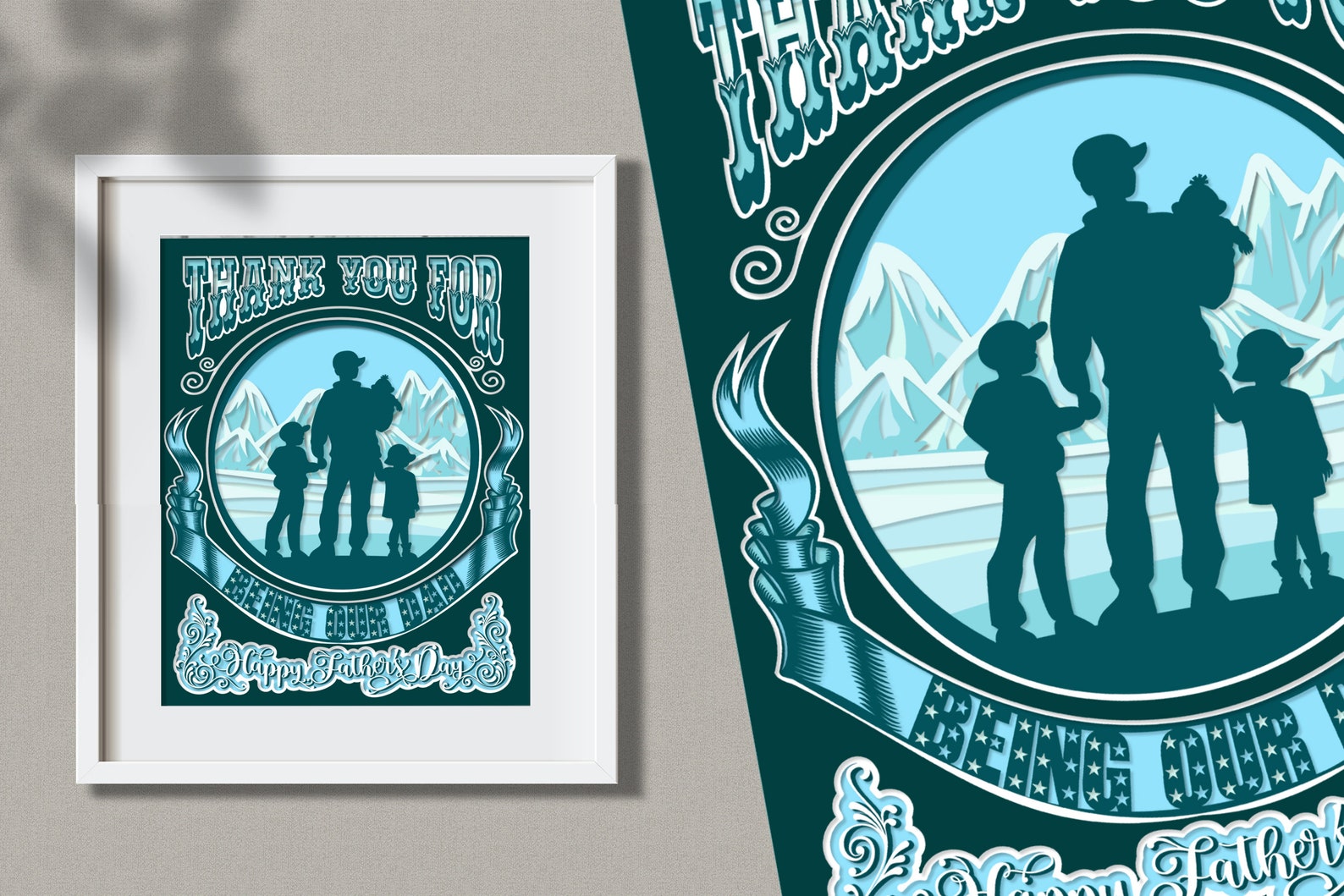 3D Father's Day Gift Multi-layered Design Thank You for Being Our DAD ...