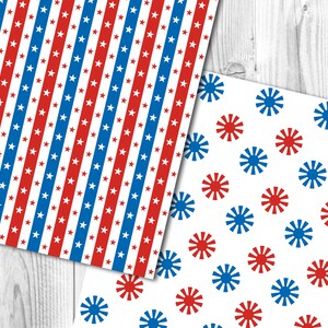 4th of July Digital Paper Set 3 - Red White and Royal Blue American ...