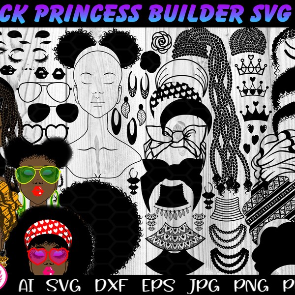 Afro Princess Svg - Etsy