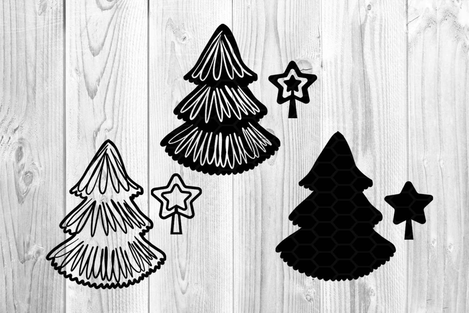 Christmas SVG Pine Tree Clipart 3 Designs Set 2 Decor - Etsy