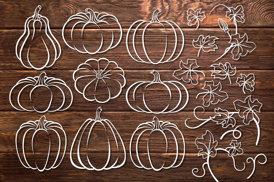Halloween Line Art Pumpkins SVG Clipart Creative DIY Projects - Etsy