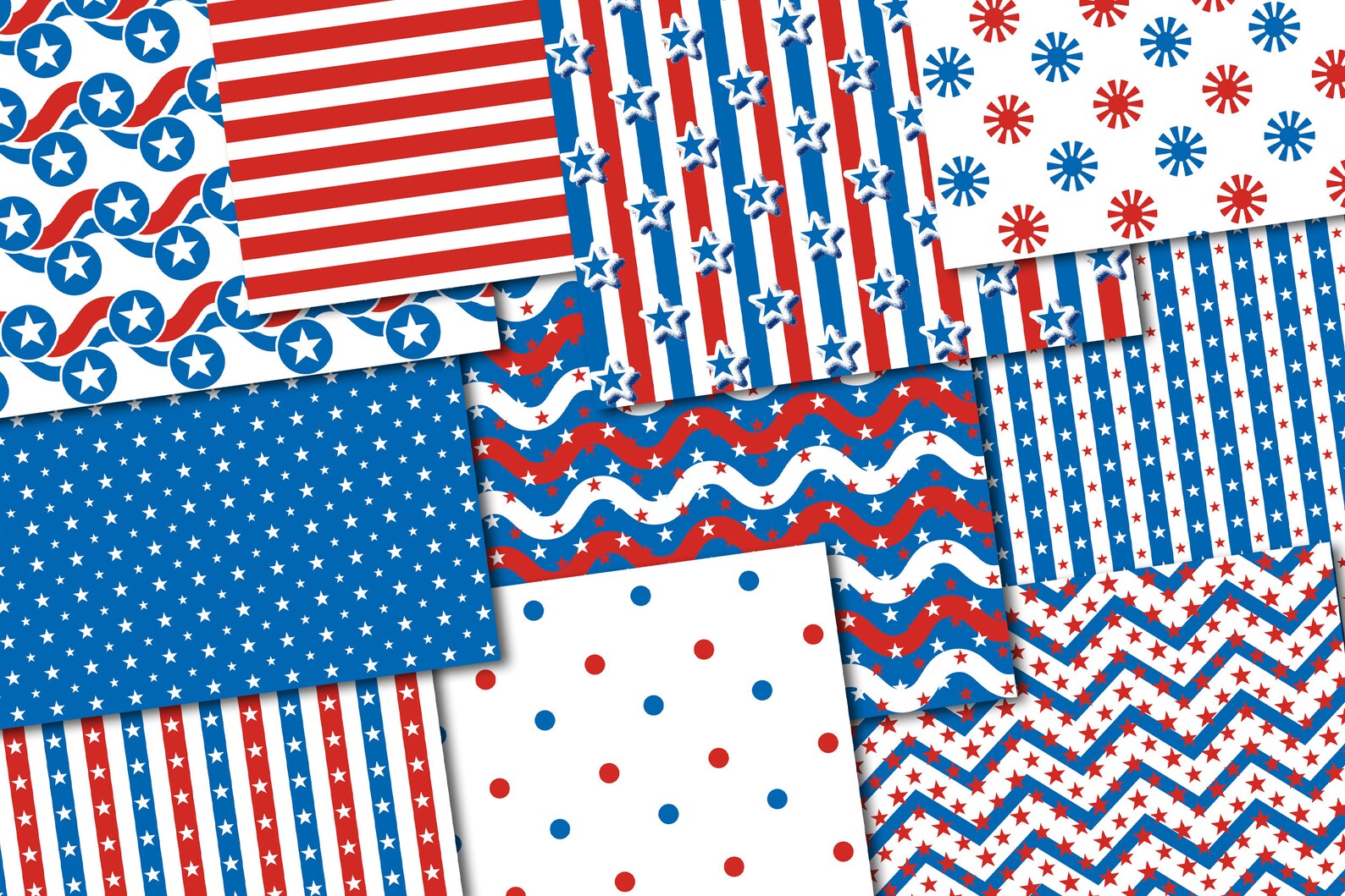 4th of July Digital Paper Set 8 Red White and Royal Blue - Etsy