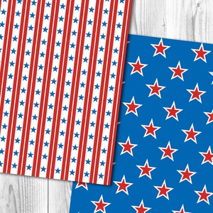 4th of July Digital Paper Set 7 - Red White and Royal Blue American ...