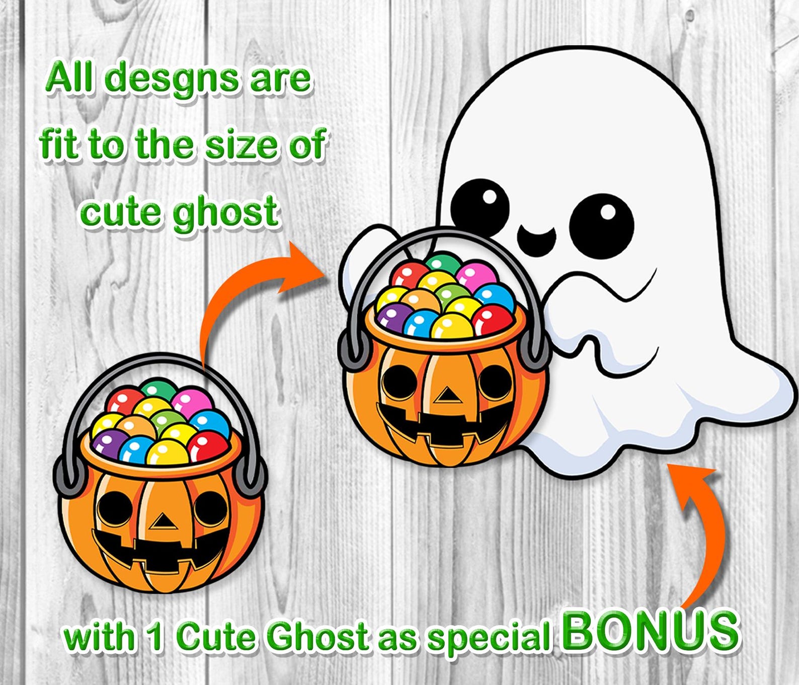 Halloween Cute Ghost Decor Elements SVG Clip Art Set, Digital Download ...