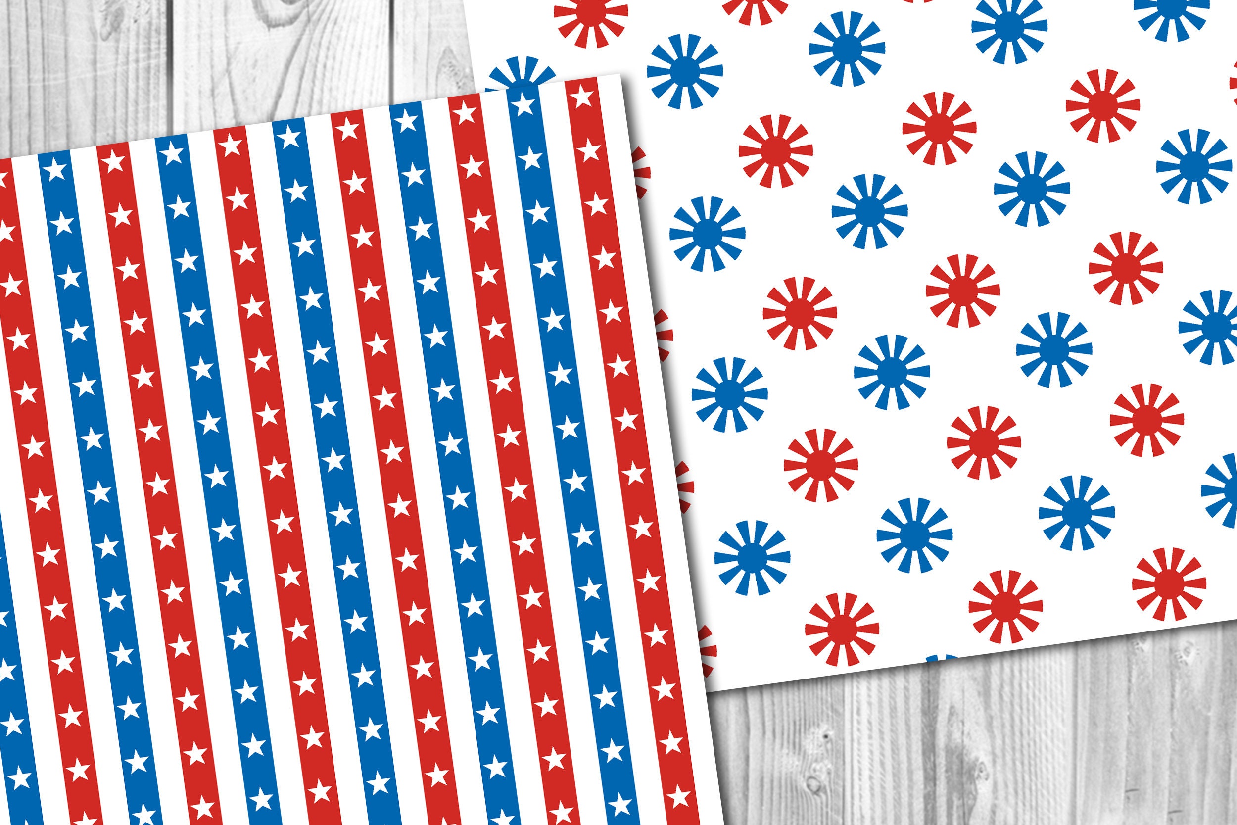 4th of July Digital Paper Set 8 Red White and Royal Blue - Etsy
