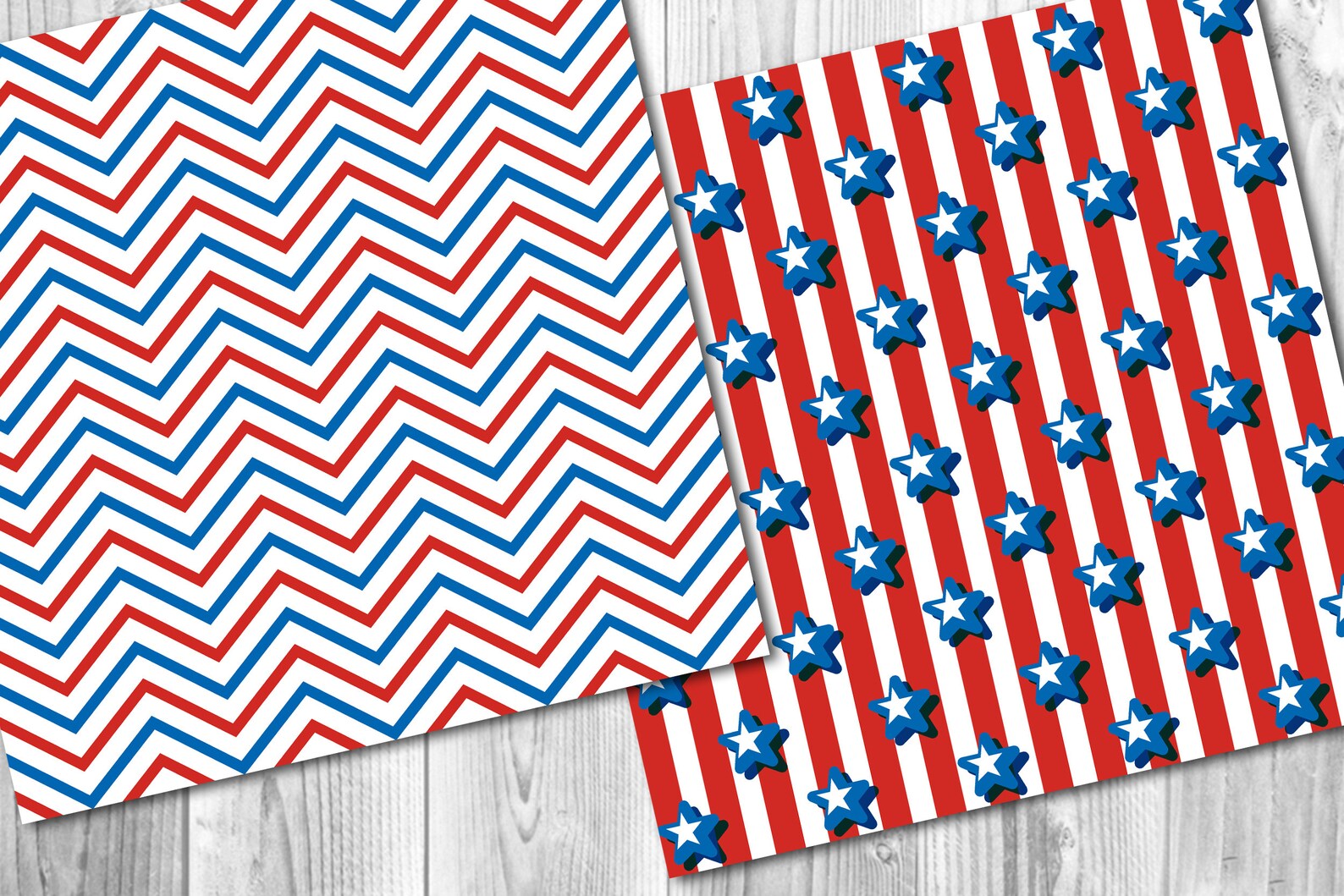 4th of July Digital Paper Set – Red, White & Blue Seamless Patterns ...