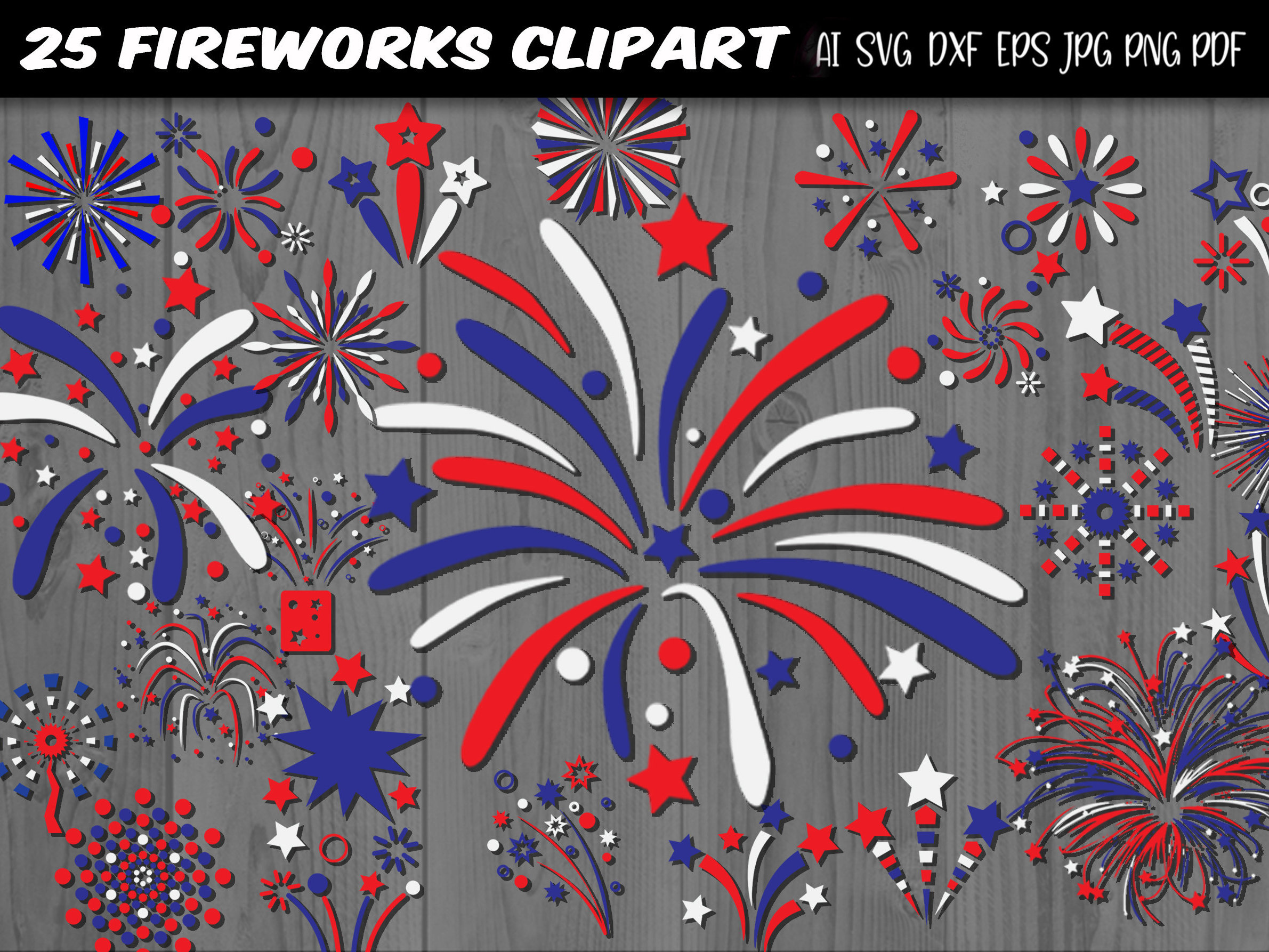 Independence Day Fireworks 25 Designs SVG Cut Files for - Etsy