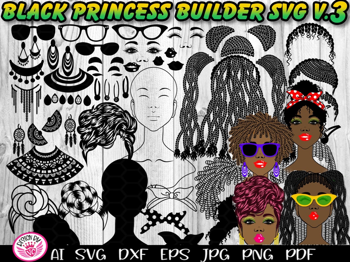 Black Princess Layered SVG V.3 African Women Braid Hair Bun - Etsy