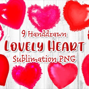 Sublimation PNG Hand Drawn Valentine Red Hearts Clip Art Design ...