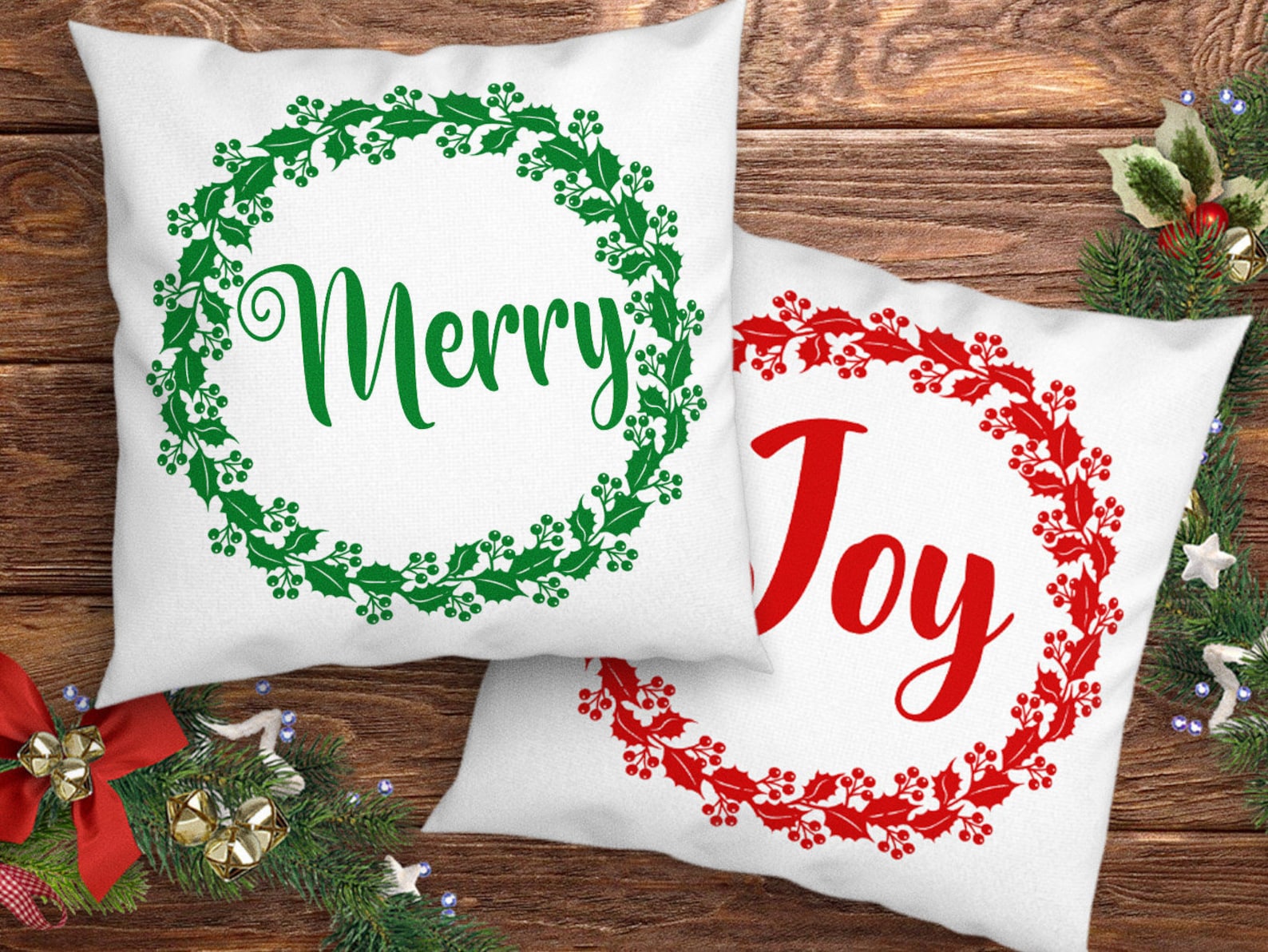 Christmas SVG Silhouette Holly Wreath With Ribbon Bow Clipart - Etsy