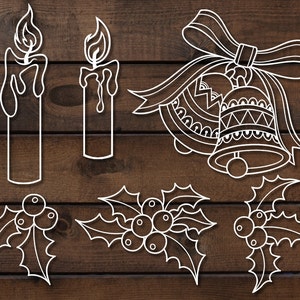 Christmas Elements SVG Line Art Design Clipart Set Decor Ornaments ...