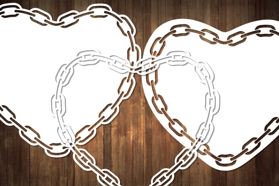 9 Designs Simple Metal Chain Style Heart Shape Border Frames SVG Clip ...