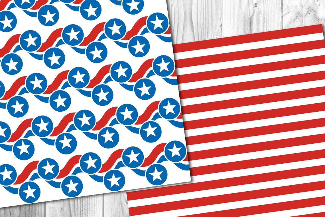 4th of July Digital Paper Set 8 Red White and Royal Blue - Etsy