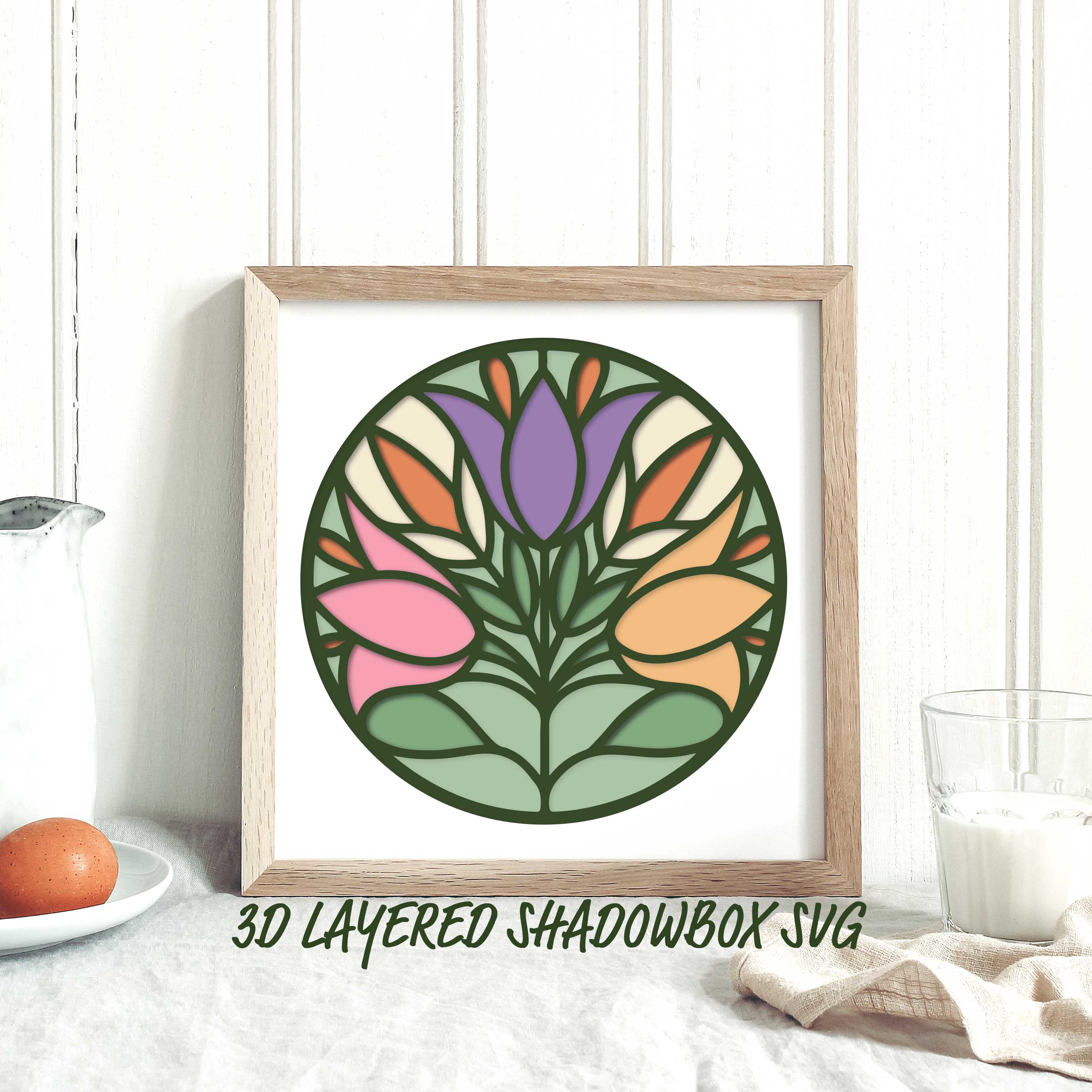 3D Easter Flowers Shadowbox SVG, Tulips and Lilies Layered Shadow Box ...