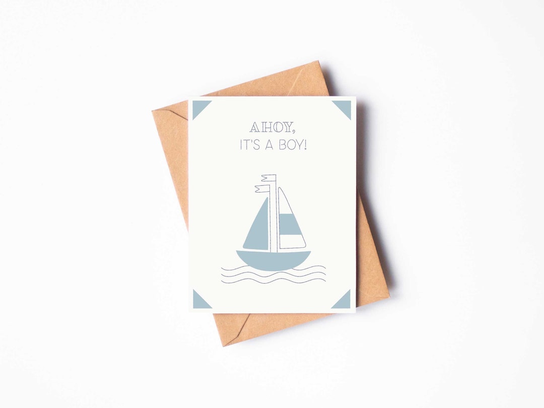 New Baby Boy Card SVG, Sailboat Baby Shower Insert Card Cut File Design ...