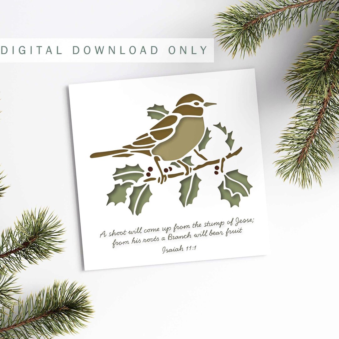 Christmas Bird Card SVG, Christian Religious Scripture Tree Branch ...