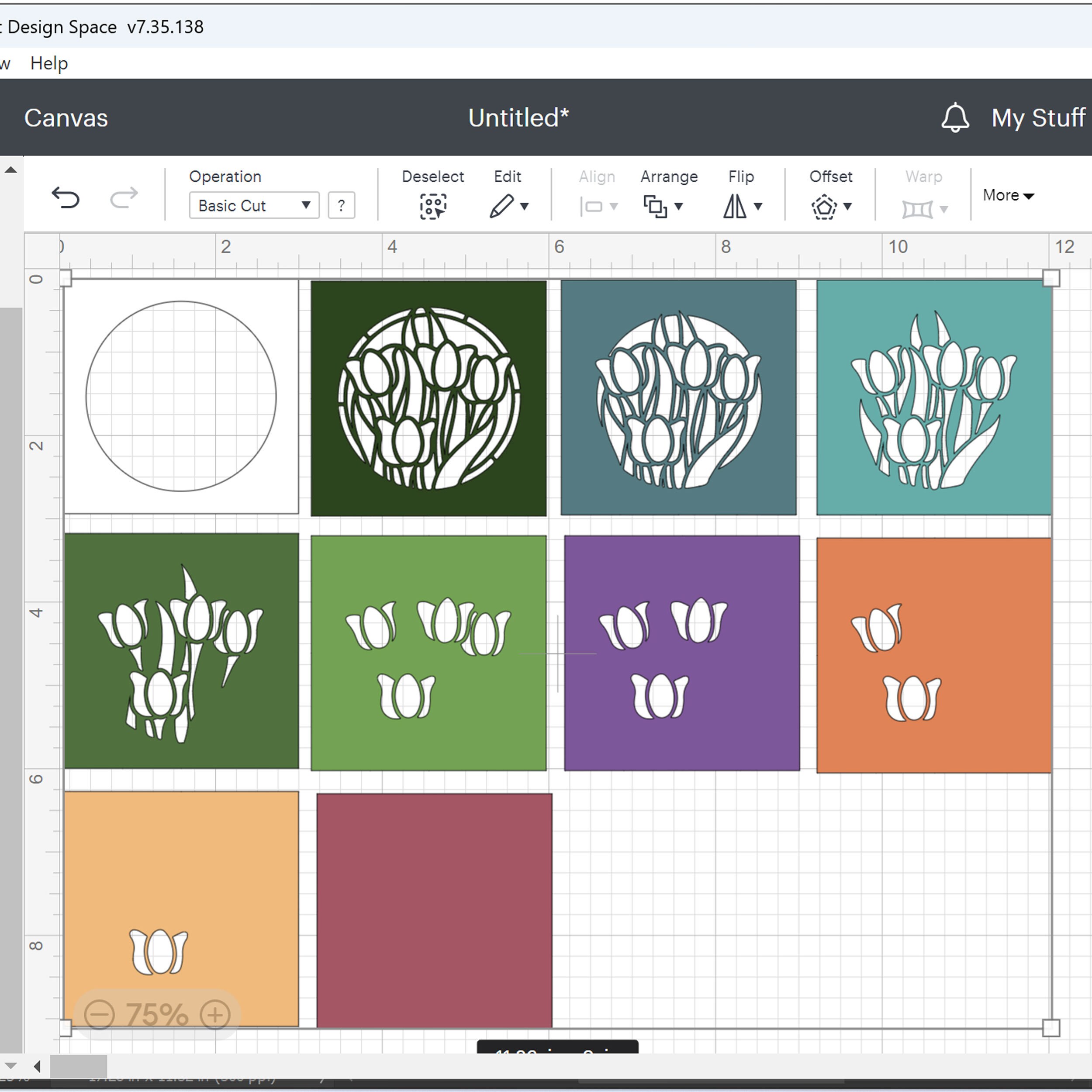 3d Tulips Stained Glass SVG, Vintage Floral Layered Shadow Box ...