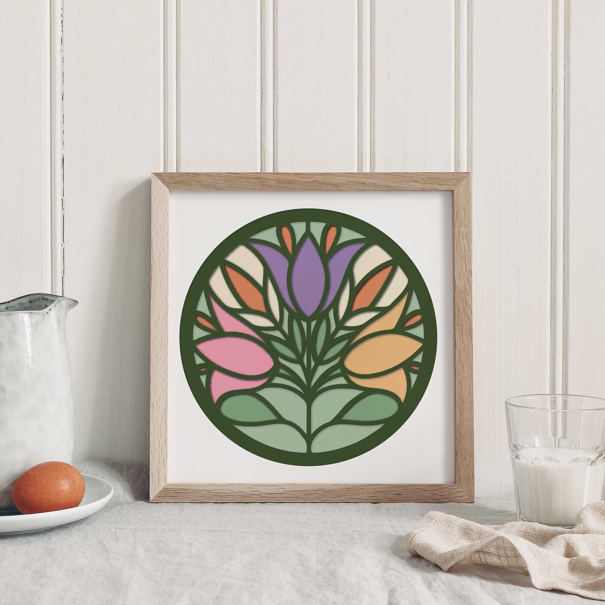 3D Easter Flowers Shadowbox SVG, Tulips and Lilies Layered Shadow Box ...