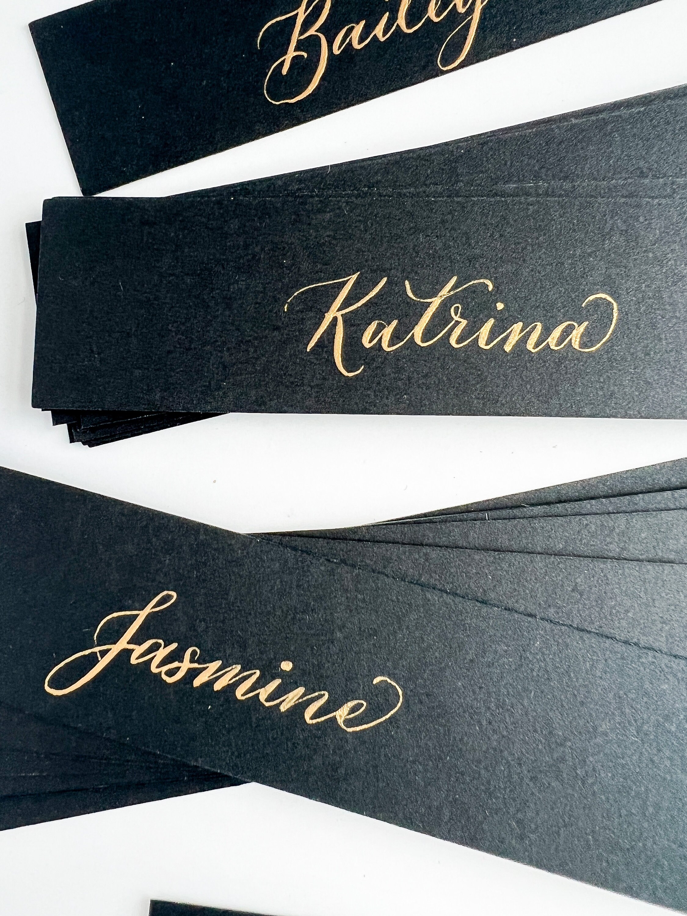 Modern Black Place Cards Black Name Tags Hand Calligraphy Cards for ...