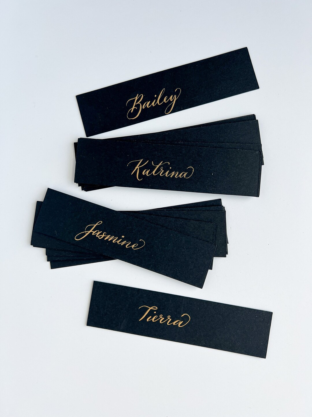 Modern Black Place Cards Black Name Tags Hand Calligraphy Cards for ...