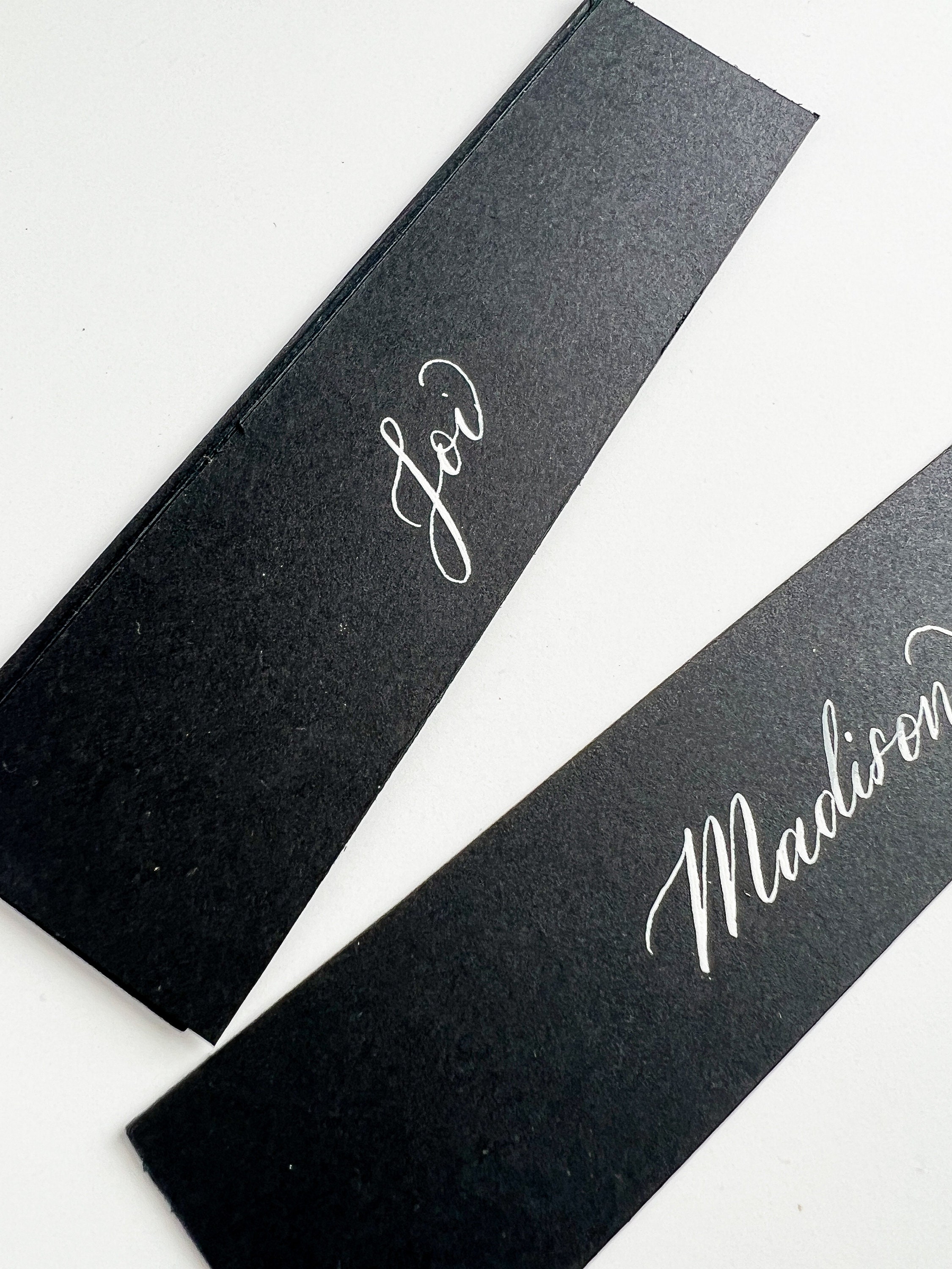 Modern Black Place Cards Black Name Tags Hand Calligraphy Cards for ...