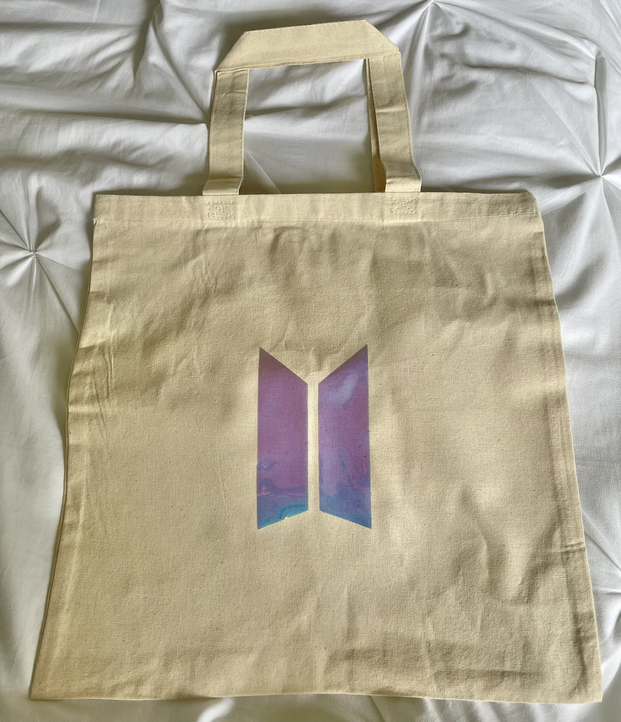 BTS Reusable Canvas Tote Bag Holographic BTS Logo Bag | Etsy