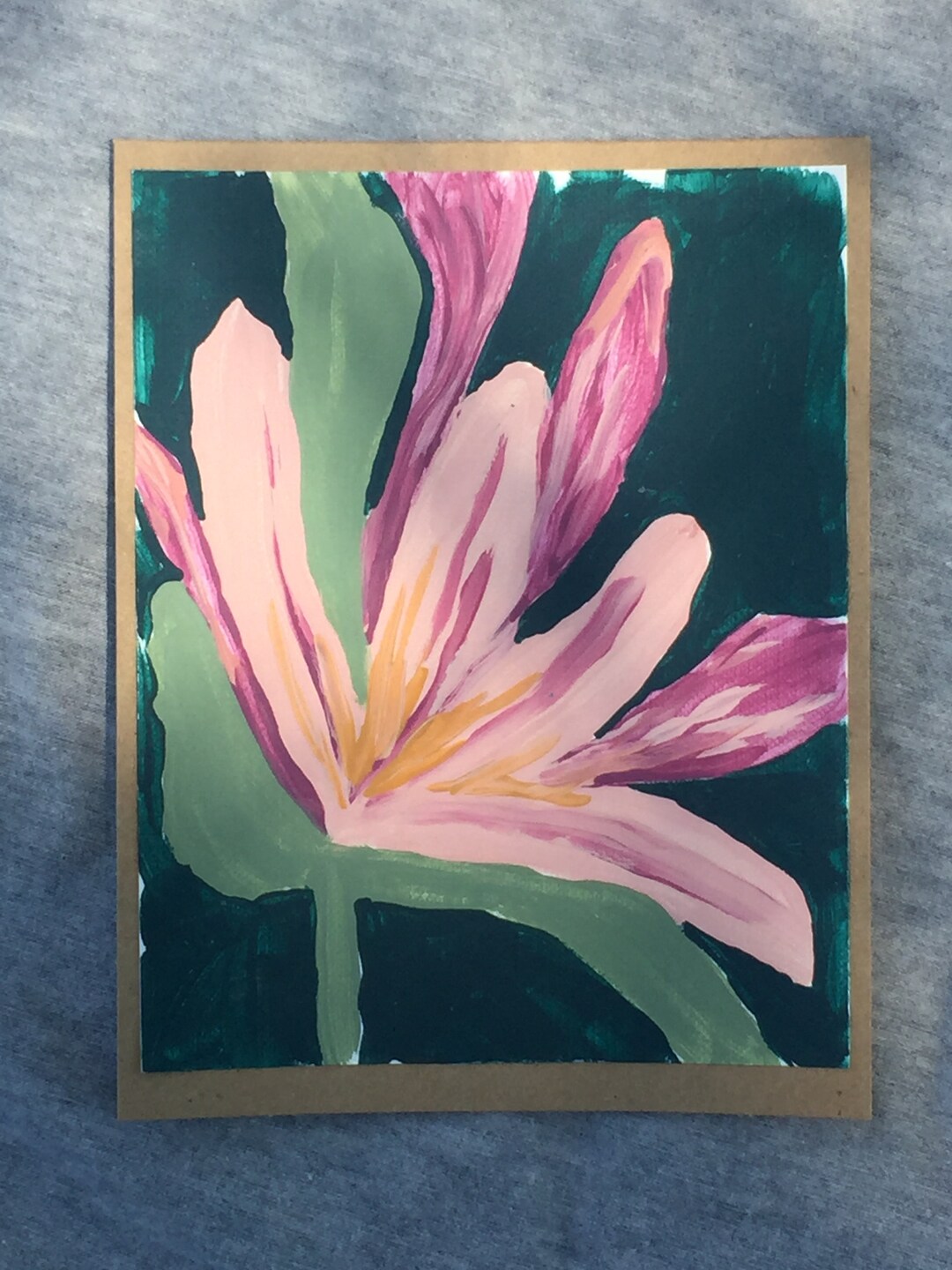 Original Acrylic Greeting Card, Floral Painting, Blank Greeting Card ...