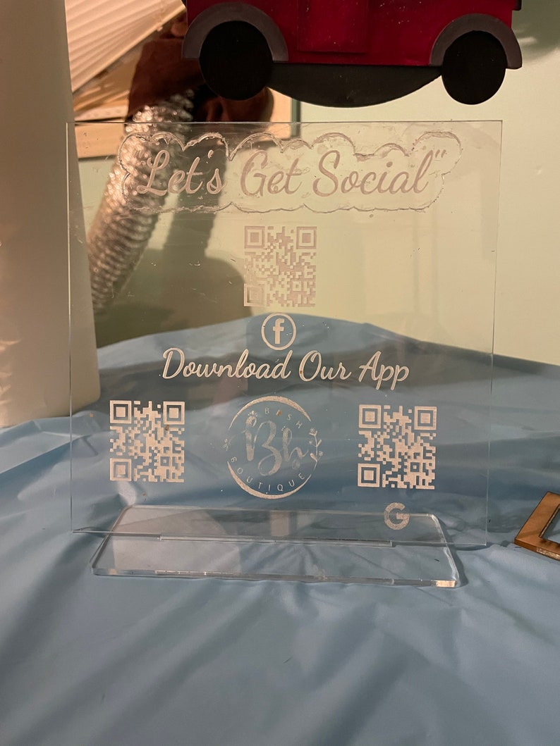 Square Acrylic Scannable QR Code Sign / Acrylic Social Media - Etsy