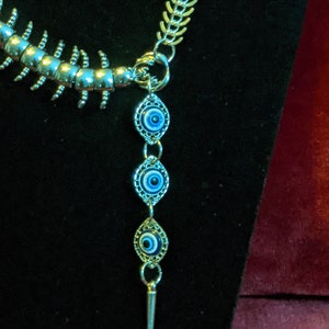 Centipede, Evil Eye Necklace, Creepy Jewelry, Halloween Jewelry, Wicca ...